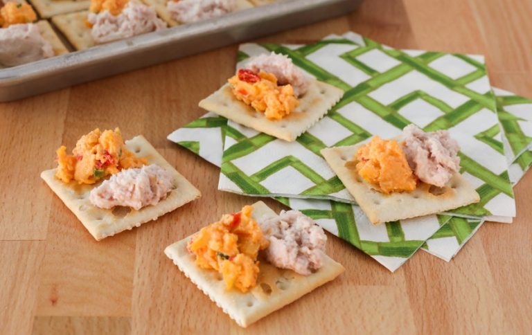 Mayonnaise Ham Mousse and Pimento Cheese Recipe on Saltines – Blue ...